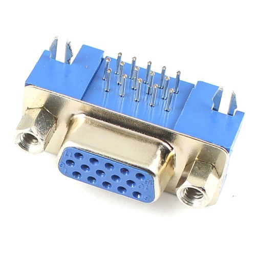 5Pcs Blue D-SUB 15 Pin Female Right Angle VGA PCB Connector 3 Rows Type ...