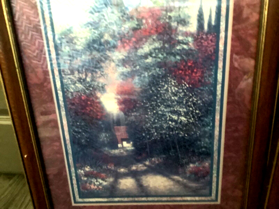 Home Interiors Picture & Gifts Burgundy Forest Cottage Path Gold Accent ...