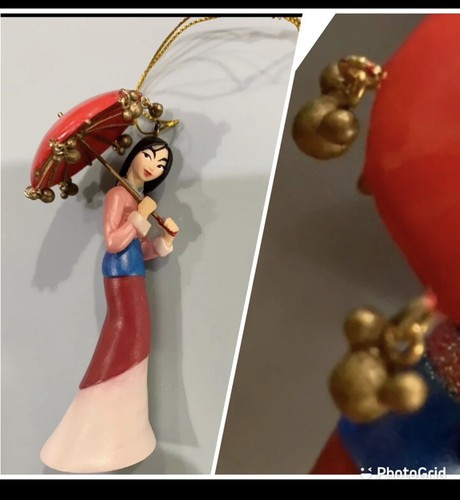 RARE Disney Mulan Christmas Ornament W/ Umbrella & Mickey Icon Dangle ...