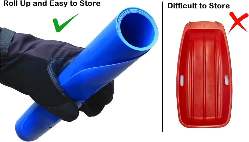 SLEDGE SNOW CARPET SLEIGH TOBOGGAN EASY STORE STURDY ROLL UP WINTER ...