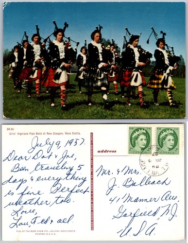 Girls Highland Pipe Band New Glasgow Nova Scotia Postcard | eBay