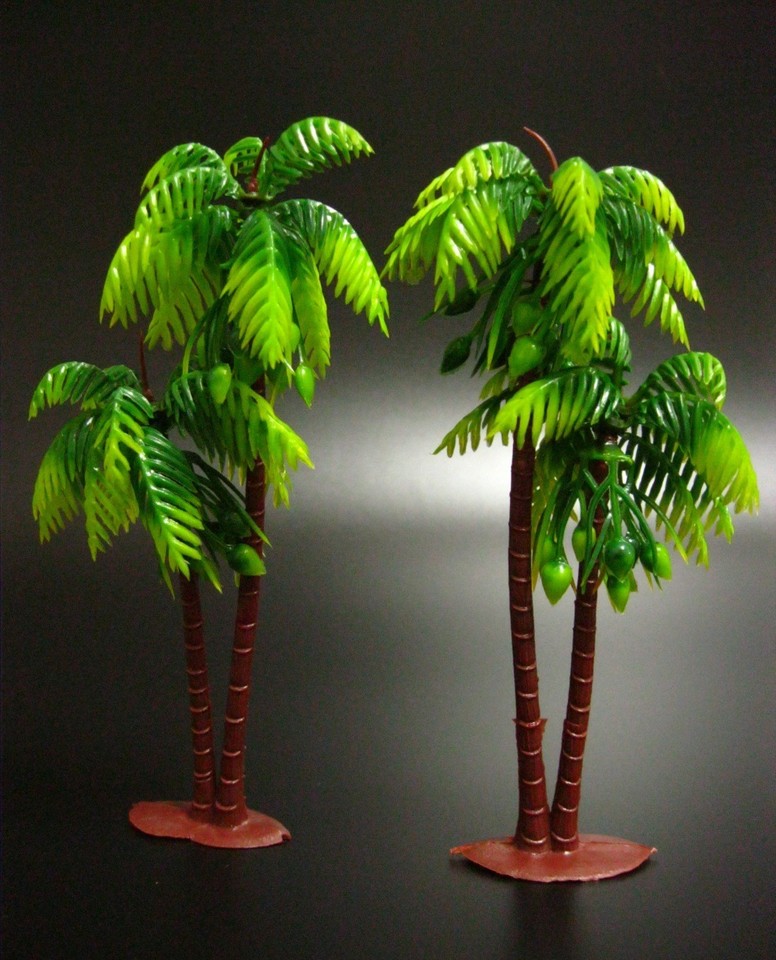 3 Plastic Palm Trees Toys Model 6'' Miniatures Plant Decor Dollhouse ...