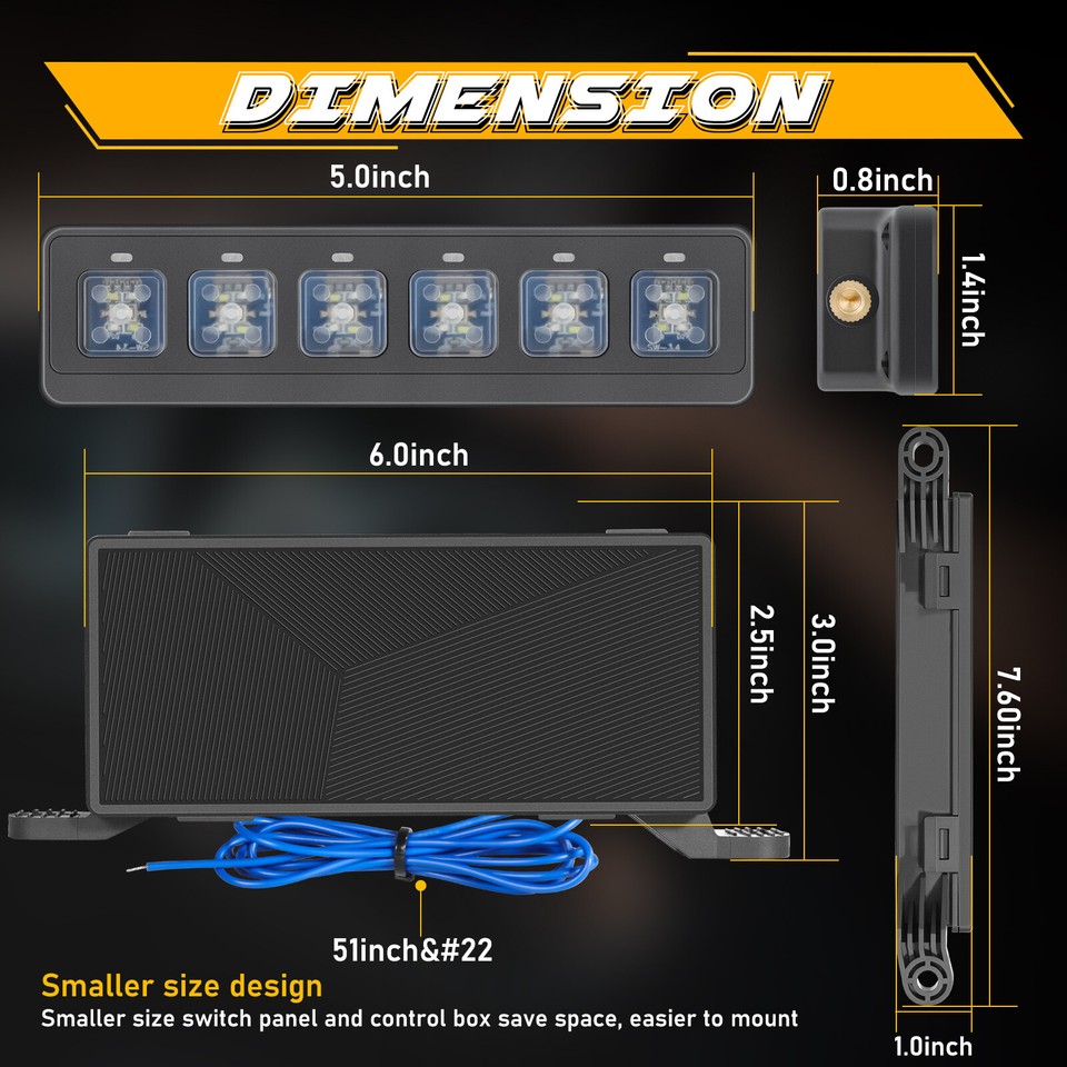 For Ford F150 F250 Wireless 6 Gang Switch Panel LED Lights ON-OFF ...