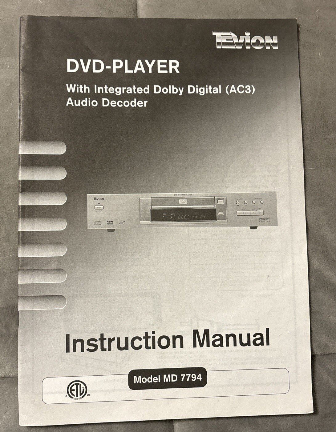 Vtg Tevion DVD-Player W/ Integrated Dolby Digital (AC3) Audio Decoder ...