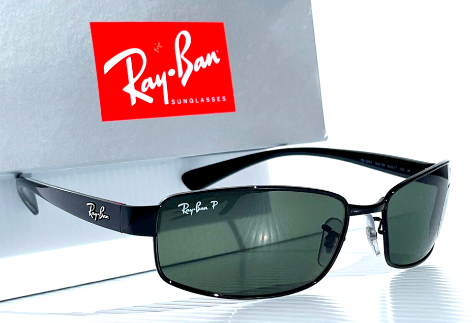 NEW Ray Ban Shiny Black POLARIZED Dark Green Lens Sunglass RB3364 002/ ...