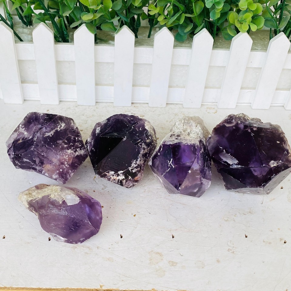 New Amethyst Drill Bit Rough Stone Grinding Column Crystal Pointed Prism1040g | eBay