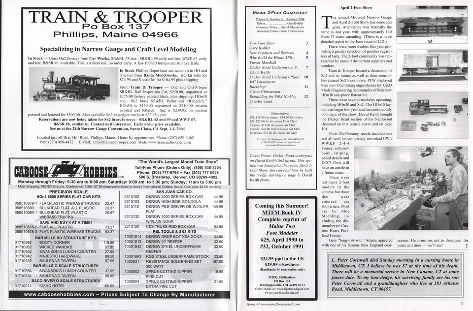 Maine 2-Foot Quarterly Magazine Summer 2004 Narrow Gauge Modeling ...