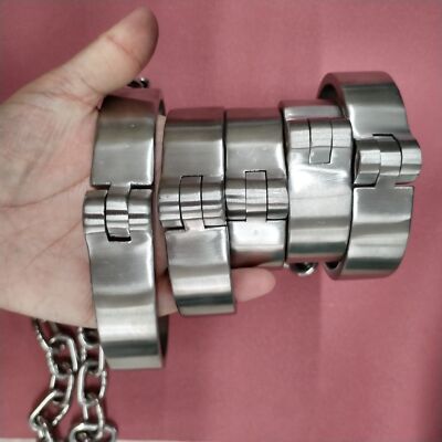 Heavy Duty Stainless Steel Bondage Handcuffs Ankle Cuffs Slave Neck ...