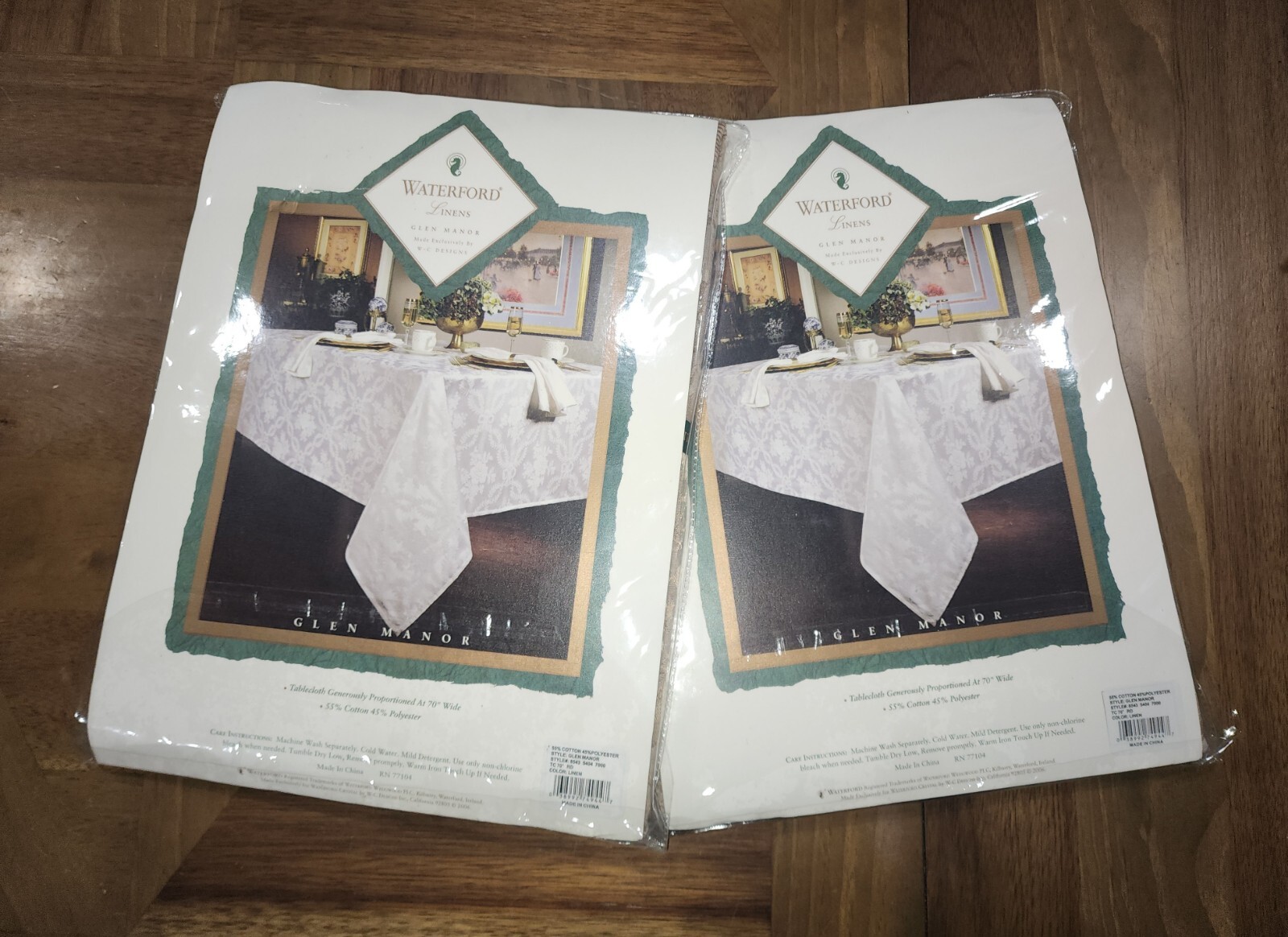 Waterford Linens Glen Manor Linen Round Tablecloth 70 in, 2 Packages ...