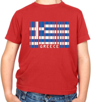 Greece Barcode Style Flag - Kids T-Shirt - Greek Flags Country Love ...