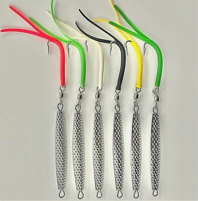 6 New- A-27 Ava Type Chrome Plated Hammered Diamond Jigs 3 oz-Bluefish ...