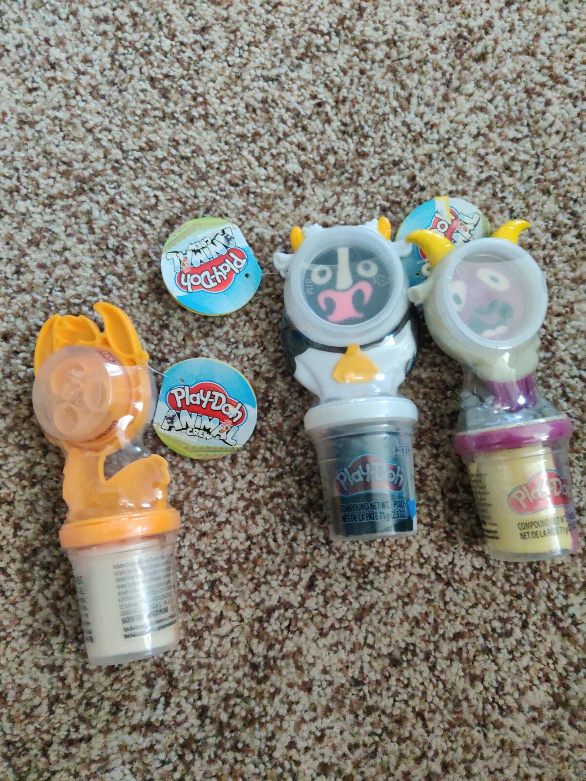 PLAY-DOH ANIMAL CREW CAN PALS COW TOY & 2 Others (Total 3 Animals) New ...