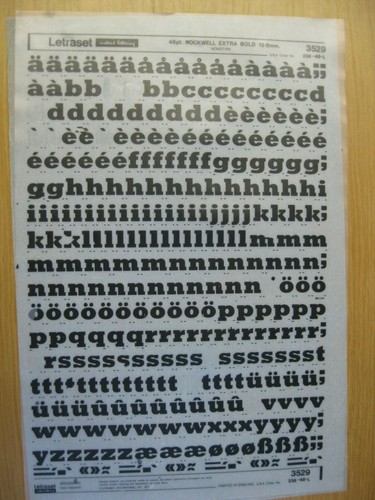 .1 x Letraset Lower Case & Num ROCKWELL EXTRA BOLD 48pt 12.8mm Sheet ...