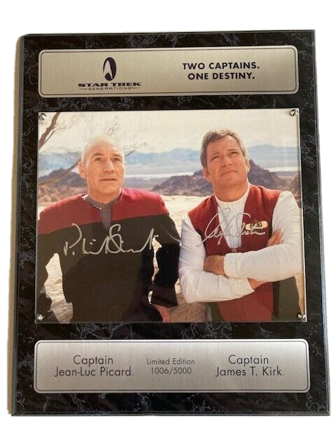 Star Trek Autographed Signed Shatner Stewart Kirk Picard Photo Plaque ...