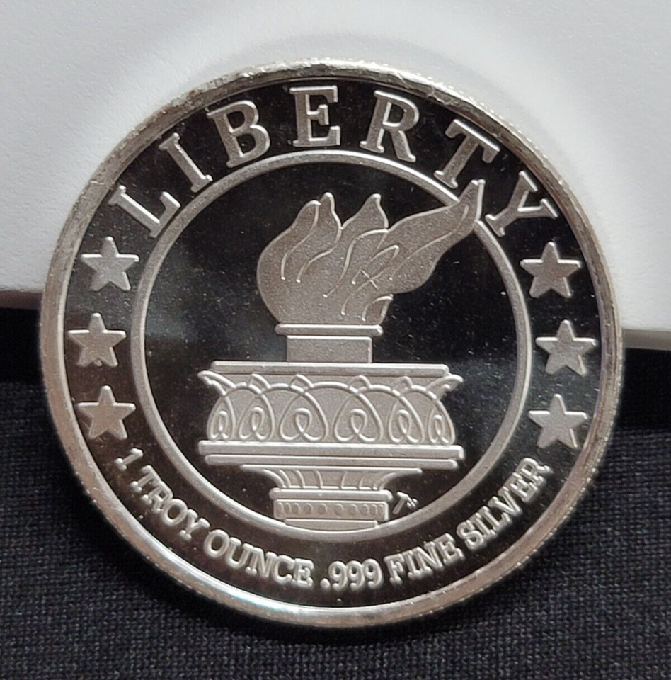 1 Troy Ounce .999 Fine Silver Lady Liberty Freedom Torch Round ...