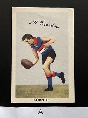 A) NUMBER 47 REARDON FOOTSCRAY 1951 KORNIES CARD FOOTBALLERS IN ACTION ...