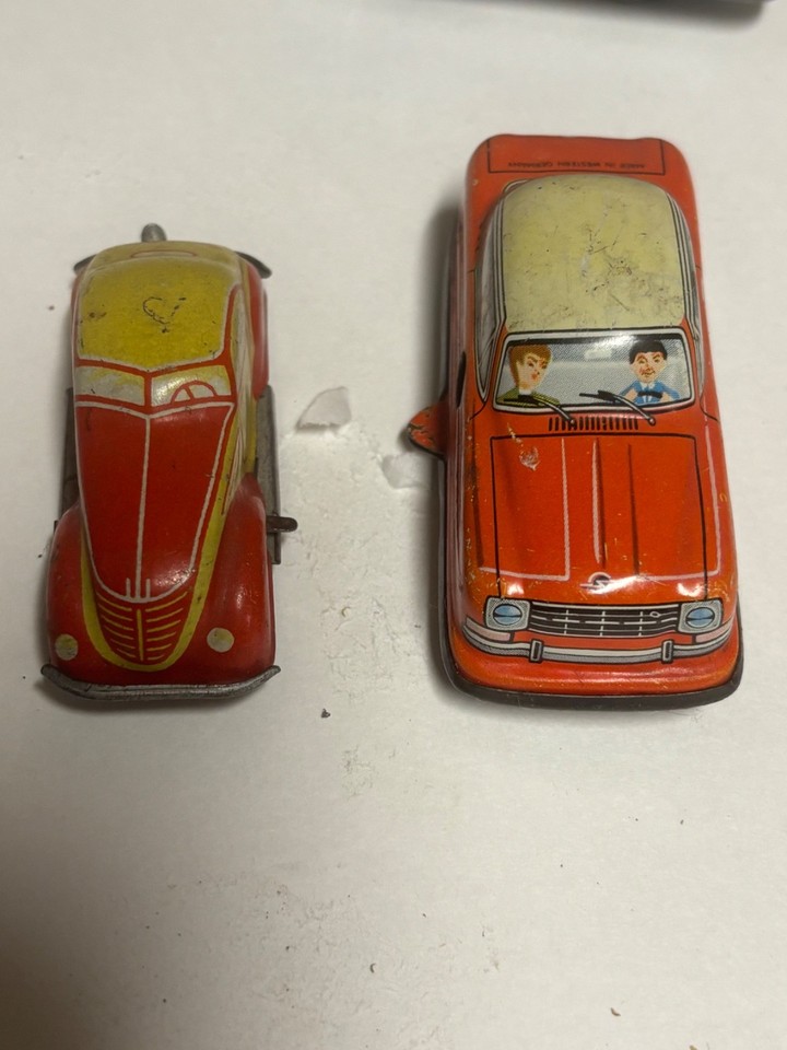 (3) TECHNOFIX CAR TIN WIND UP TOYS 1950s GERMANY + ONE EXTRA & 2 KEYS ...