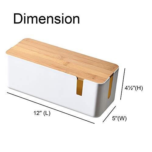 Small Cable Management Box With Bamboo Lid For Extension Cord Power ...