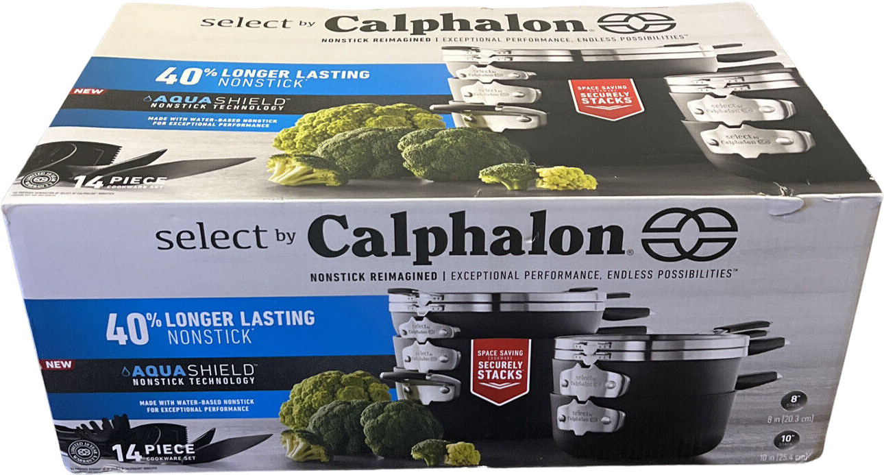 Calphalon Select Space-Saving Hard-Anodized Cookware Set - 14 Pieces ...