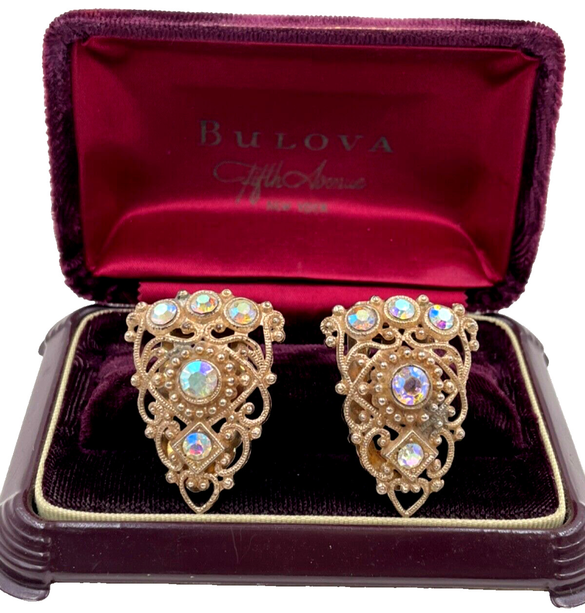 2 TWO STUNNING VNTG ART DECO AB CRYSTALS DRESS CLIP B… - Gem