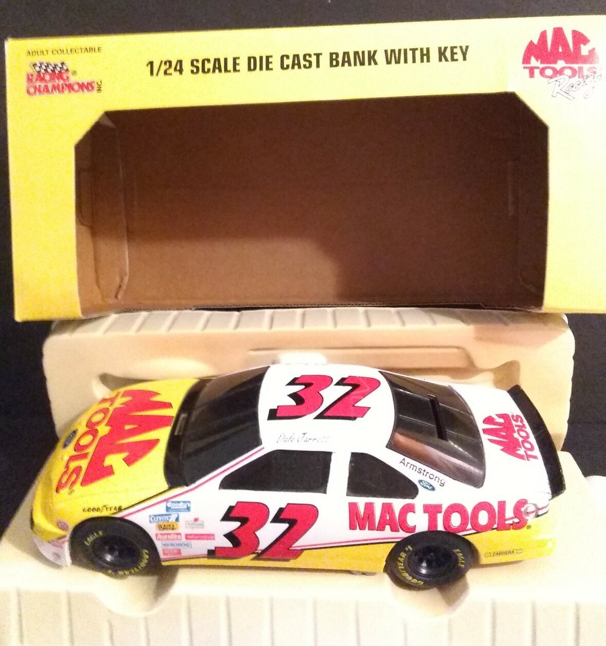 RACING CHAMPIONS MAC TOOLS DIE CAST BANK WITH KEY DALE JARRETT #32 | eBay