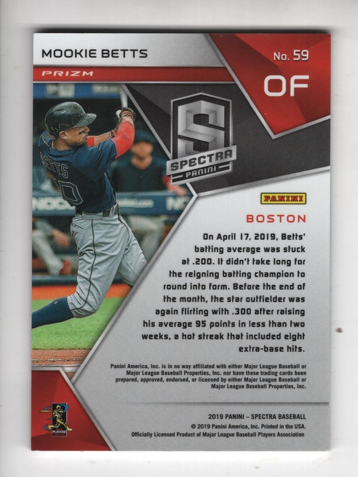 Mookie Betts 2019 Panini Spectra #59 Prizm | eBay