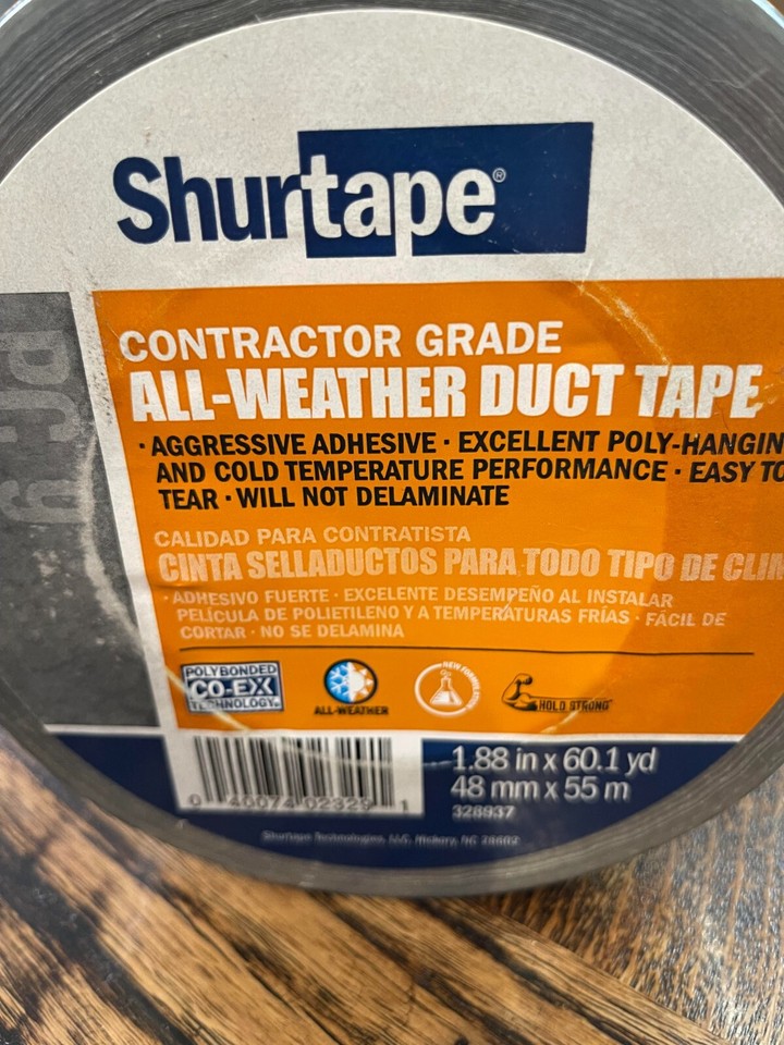 Shurtape 2" x 60 Yd Contractor Grade All Weather Silver Duct Tape | eBay