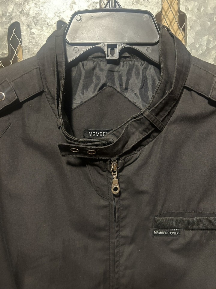 Vintage Members Only Black XL Full Zip Collar Long Sleeve Mens Jacket ...