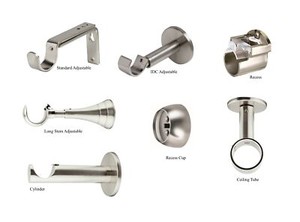 35mm Curtain Pole Brackets, Satin Steel, fit 35mm Diameter Poles ...