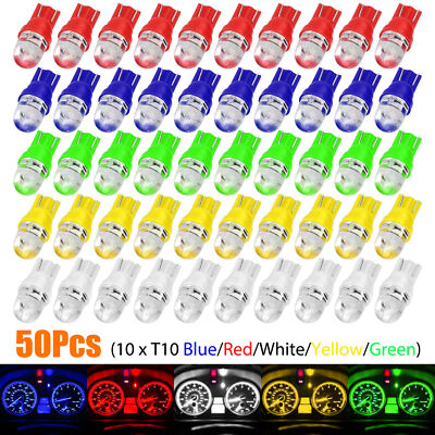 50PCS T10 194 LED Bulb for Instrument Panel Gauge Cluster Dash Light ...