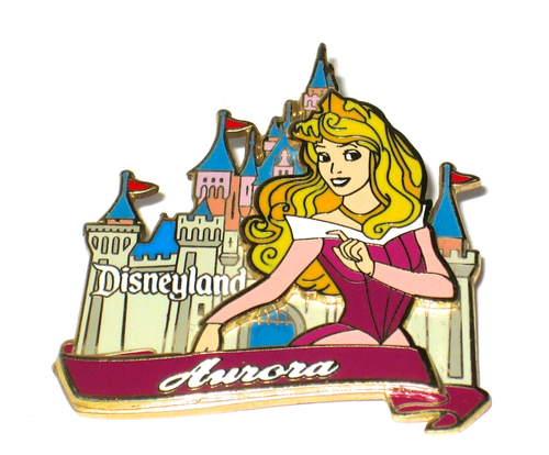 Disney Pin AURORA Disneyland Princess Castle Pink Dress Turret Banner ...