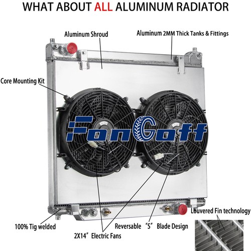 4-Row Radiator Shroud Fan For 1995~1997 1996 Ford F250 F350 F59 7.3L ...