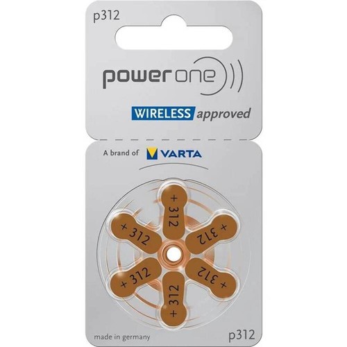 6 POWER ONE VARTA SIZE 312 PR41 HEARING AID BATTERIES 1.45V ZINC EXP ...