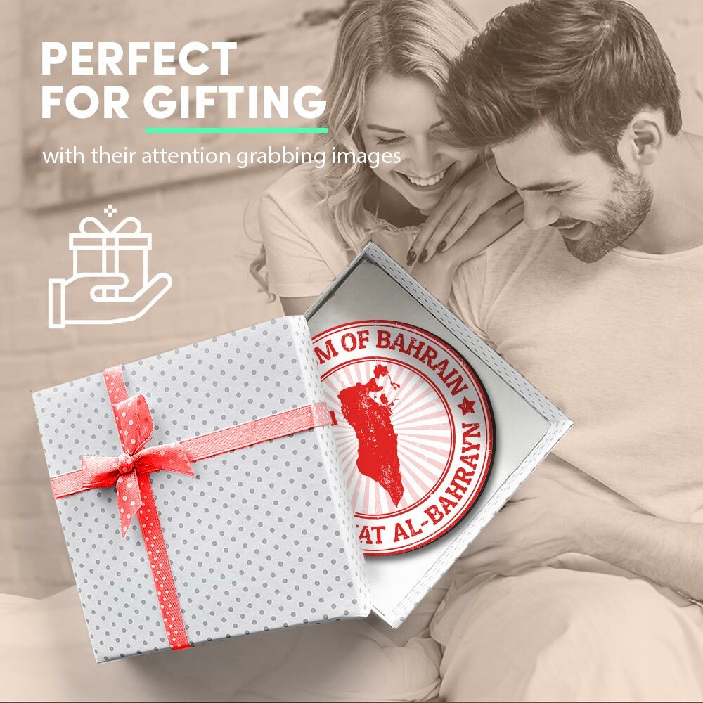 Round MDF Magnets - Kingdom of Bahrain Travel Stamp #4722 | eBay UK