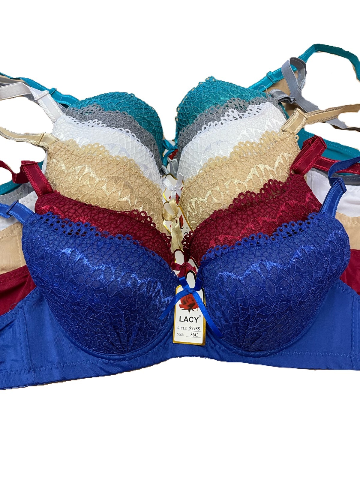 PACK OF 6 pcs BRAS, UNDERWIRE Cool Push Up Bra CUP SIZE 34-44 B C D NEW ...