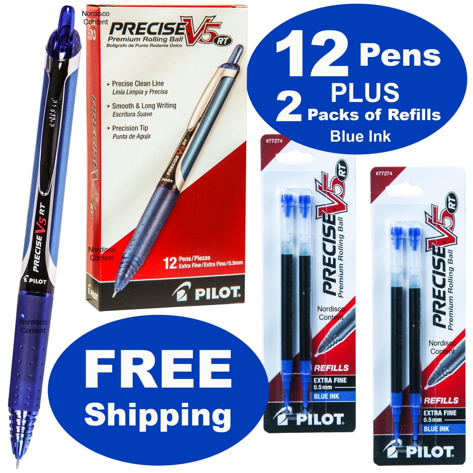 Pilot Precise V5 RT With Refills, Blue Ink, 0.5mm Extra Fine Point Pens ...