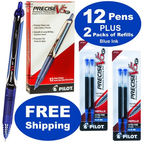 Pilot Precise V5 RT With Refills, Blue Ink, 0.5mm Extra Fine Point Pens ...