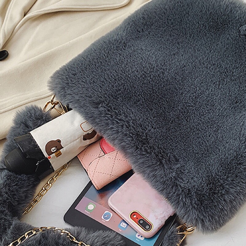 Ladies Shoulder Bucket Bag Fashion Ladies Chain Messenger Bag Faux ...