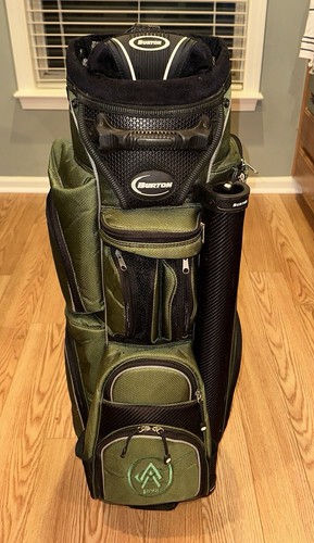 Burton Green Golf Cart Bag w/ Rain Cover, 8-Way Club Divider, & Putter ...