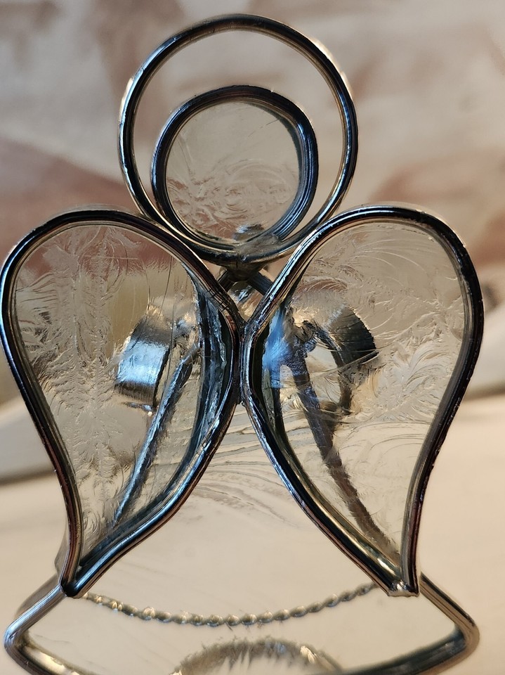 Set Of Two Handmade Stained Glass Angels Clear Glass And White Glass ...