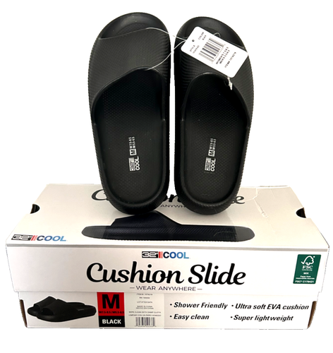 32 Degrees Cool Cushion Slides Unisex (W)Women's (M)Men's ~ Black ~ M ...