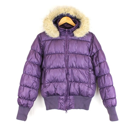 LEE Women's Puffer Bomber Jacket Size s Insulated Hooded Purple ...
