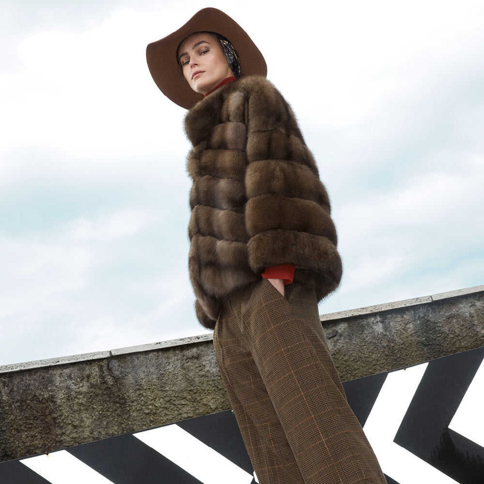 Winter Real Fox Fur Coat Women Sable Color Jacket Stand Collar Thick ...