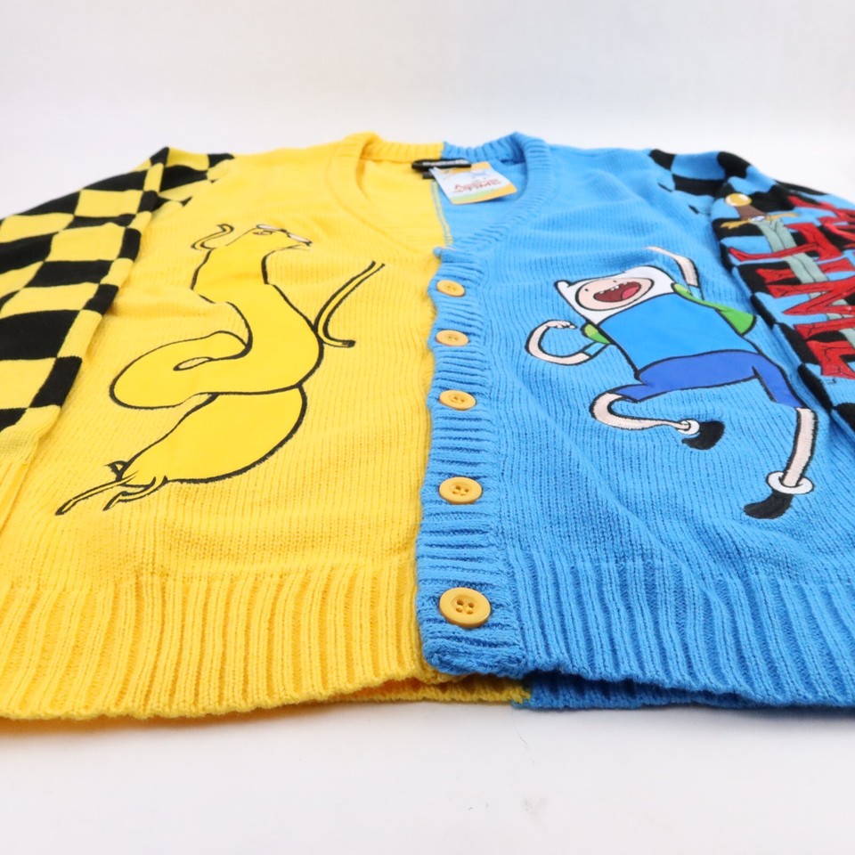 Adventure Time Cardigan Sweater Adult Small Finn Jake Embroidered ...