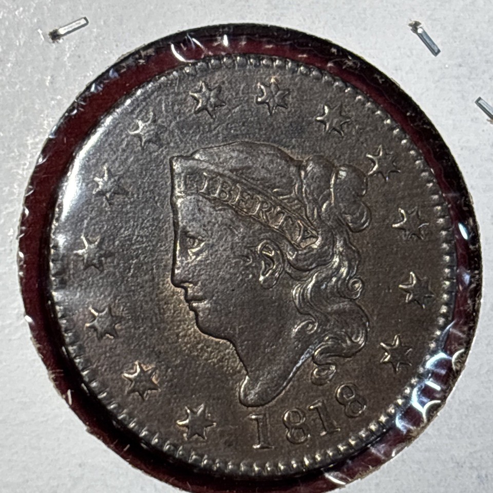 1818 N-2 R-4 Coronet Head Large Cent Cud Reverse Lat Die State Old Time ...