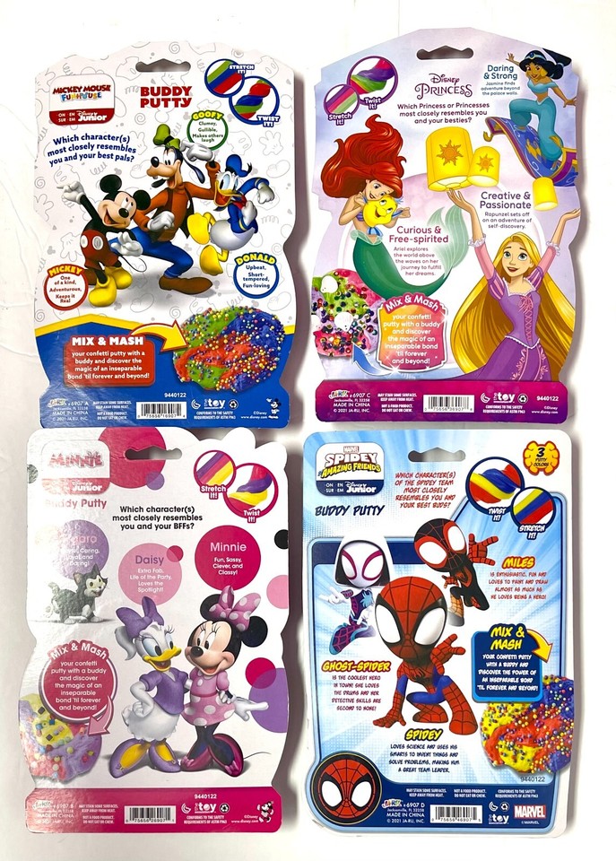 4 Pc Disney Mickey and Minnie Buddy Putty Set with Confetti 6"x9" 3 ...