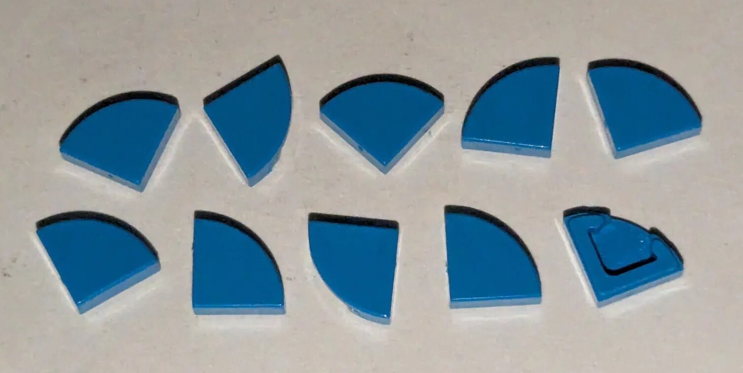 LEGO Lot of 10 DARK AZURE 1x1 Quarter Round Corner Tile Pieces Part ...