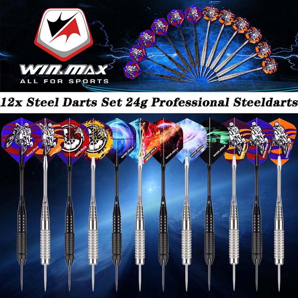 12Pcs 24g Steel Tips Darts Metal Needle Point with PVC Dart Flights ...