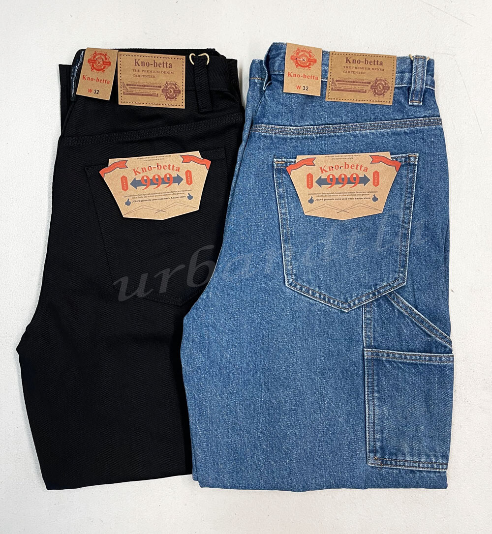 Men's Loose Fit Carpenter Denim Jeans Baggy Work Pants Size 30-44 Kno ...