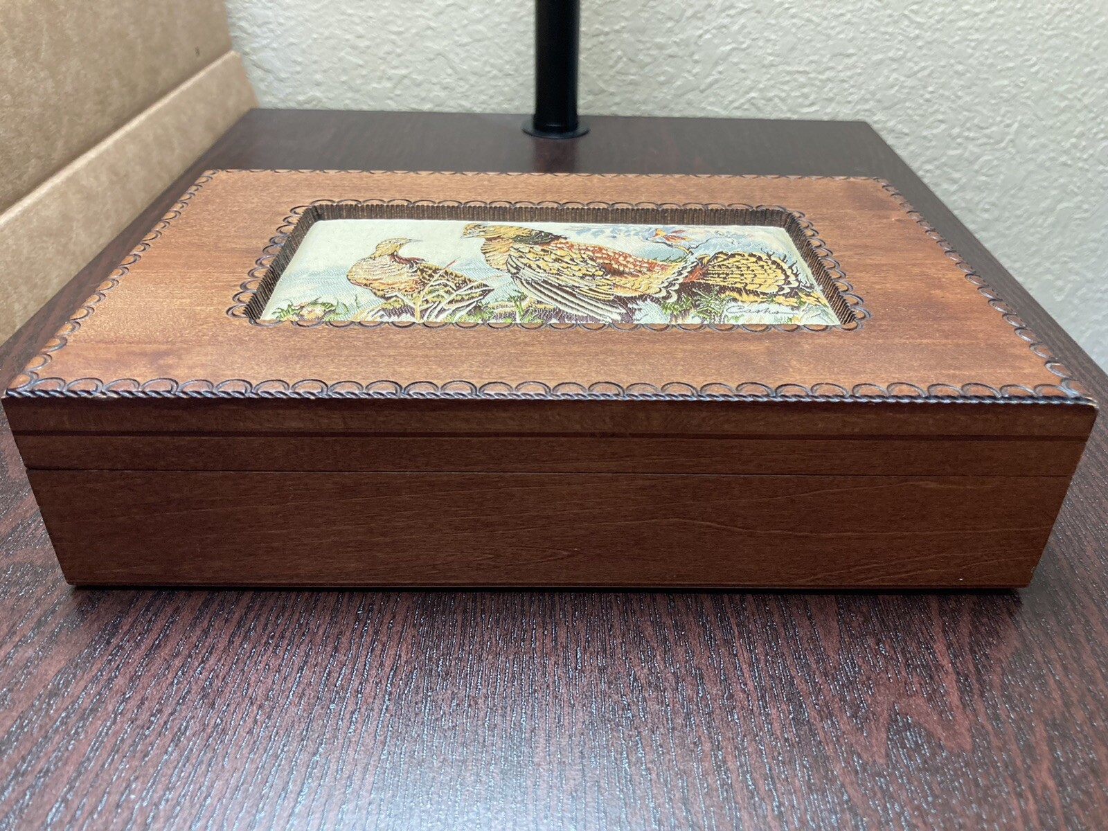 J&J Cash Ltd Wooden Box With Bird Tapestry, Handcrafted | eBay